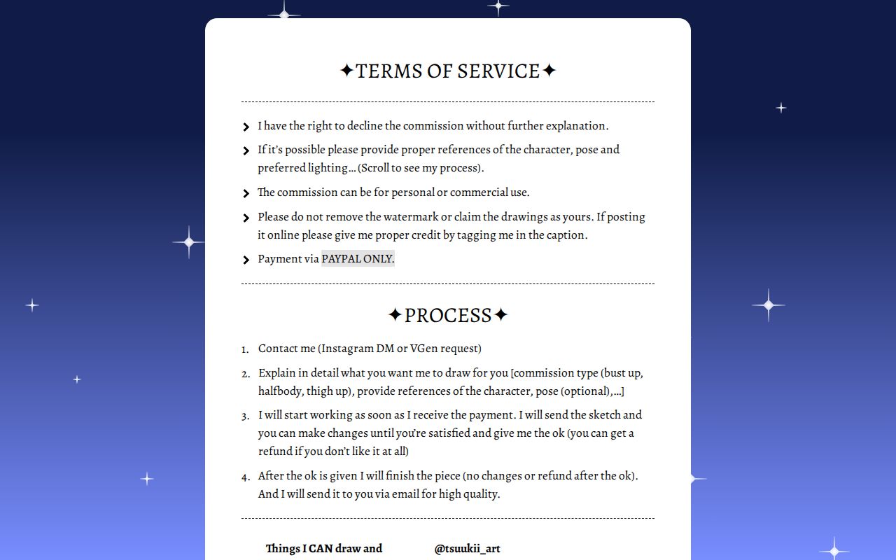 Terms of service (@tsuukii_art)